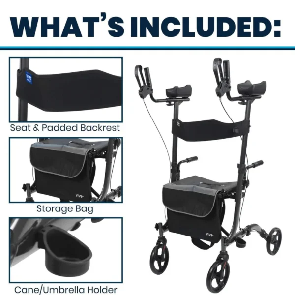 Upright Rollator – Walker with Foldable Transport Seat – Kincure DME